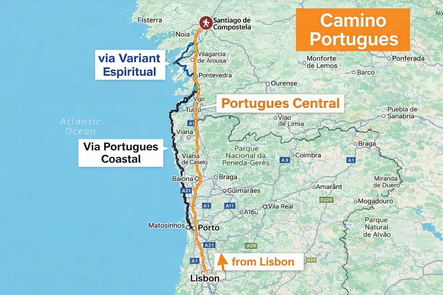 Camino Portugues Portuguese Way Coastal Inland Routes