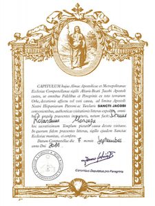 The Compostela Pilgrims Certificate